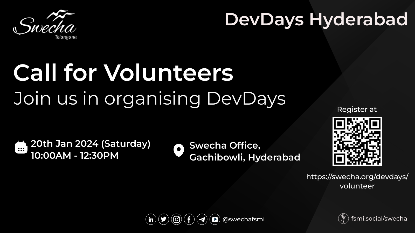 Volunteer at DevDays - Developer meets by Swecha - January 19 | Swecha